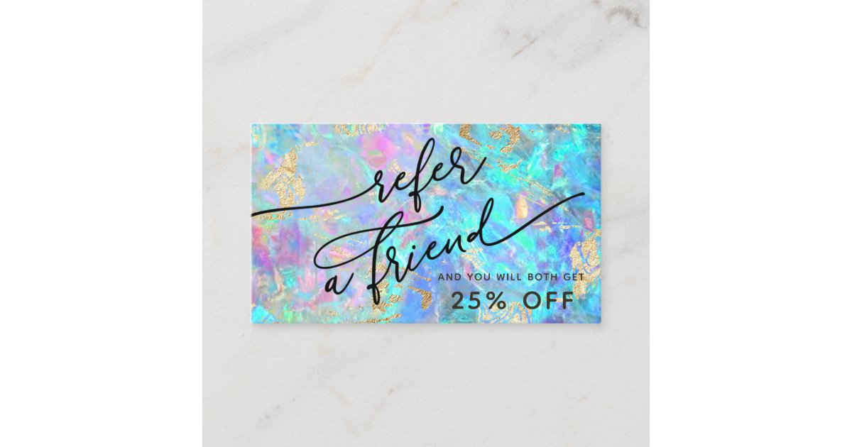 crystal opal texture referral card | Zazzle