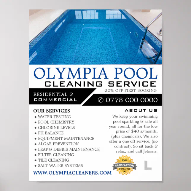 Crystal Pool, Swimming Pool Cleaning Advertising Poster | Zazzle