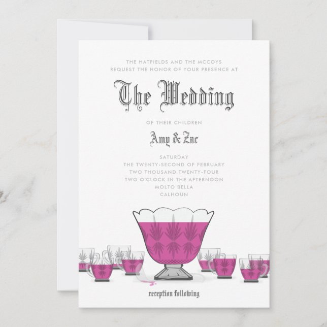 Punch bowl wedding invitation | Beachweddingtips.com