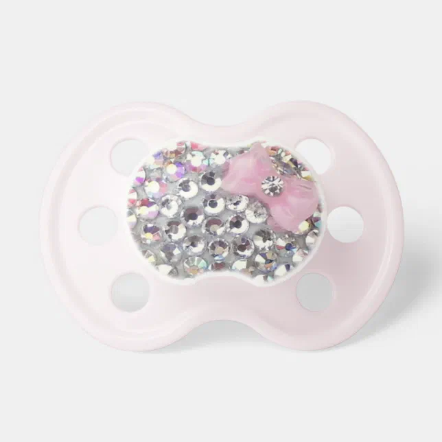 Crystal Rhinestone With Classy Bow Pacifier | Zazzle