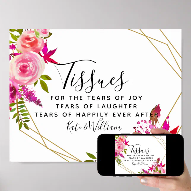Crystal roses ceremony tissues wedding sign | Zazzle