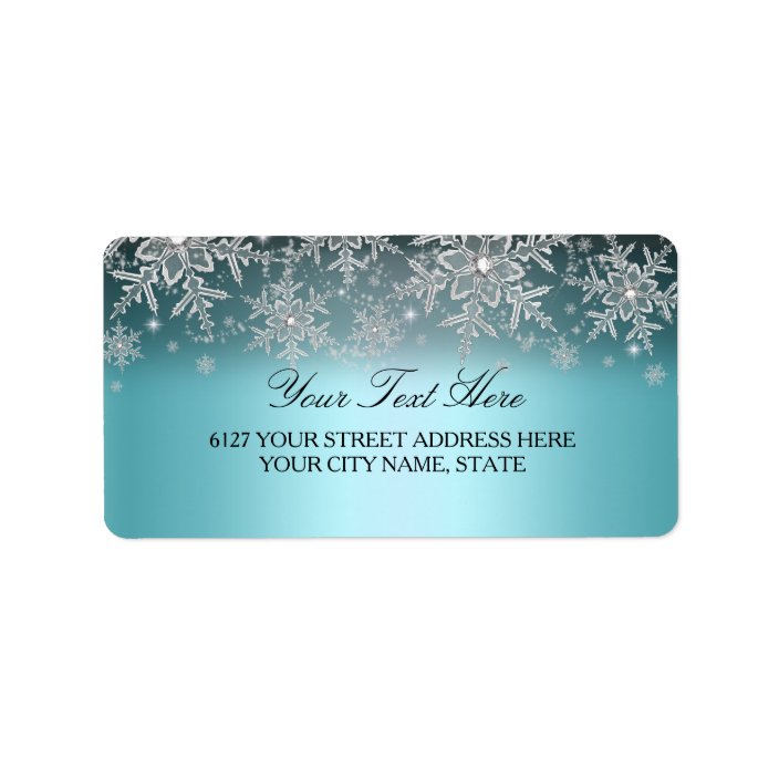 Crystal Snowflake Blue Winter Address Label | Zazzle.com