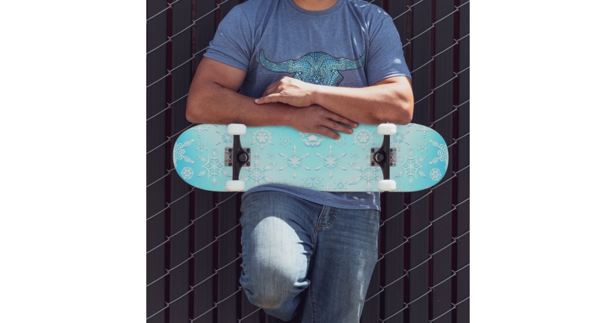 Crystal Snowflakes Pattern Skateboard | Zazzle