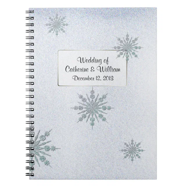 Crystal Snowflakes Winter Wedding Guest Sign In Notebook | Zazzle