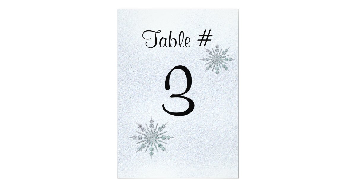 Crystal Snowflakes Winter Wedding Table Number | Zazzle.com