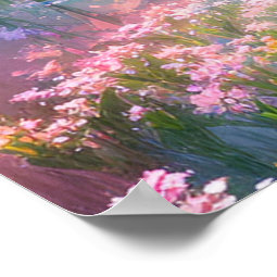 Crystal Stream and Blossoming Field of Flowers Poster | Zazzle
