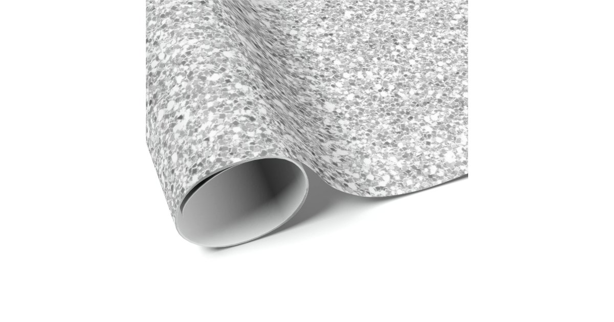Crystals White Delicate Gray Silver Glitter Wrapping Paper | Zazzle
