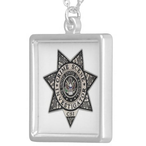 csi crime scene investigator badge silver plated necklace | Zazzle