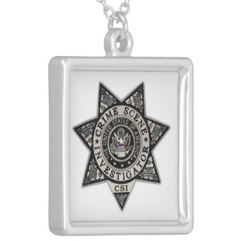 csi crime scene investigator badge silver plated necklace | Zazzle