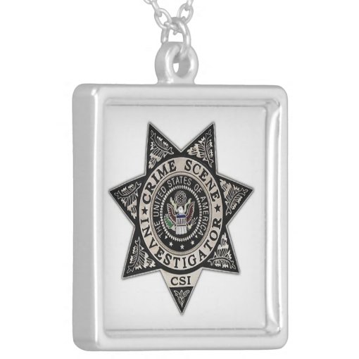 csi crime scene investigator badge silver plated necklace | Zazzle