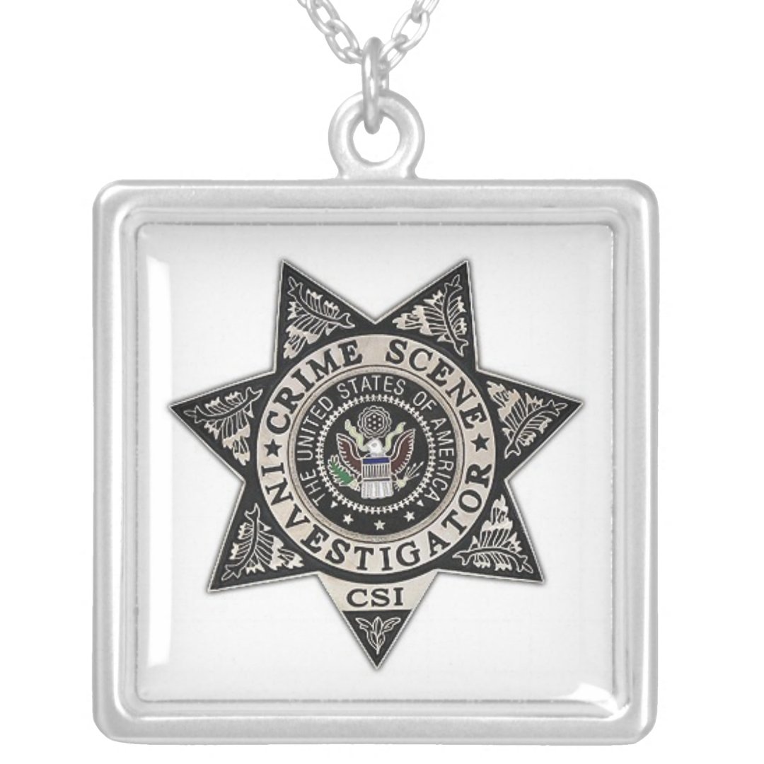 csi crime scene investigator badge silver plated necklace | Zazzle