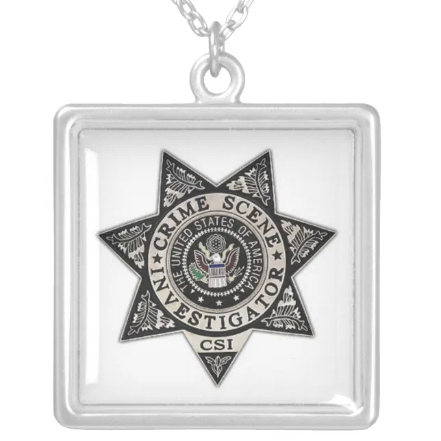 csi crime scene investigator badge silver plated necklace | Zazzle