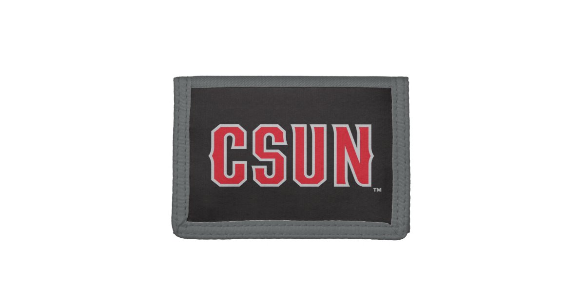 CSUN Logo on Black Trifold Wallet | Zazzle