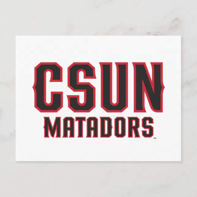 CSUN Matadors - Black with Red Outline Postcard | Zazzle