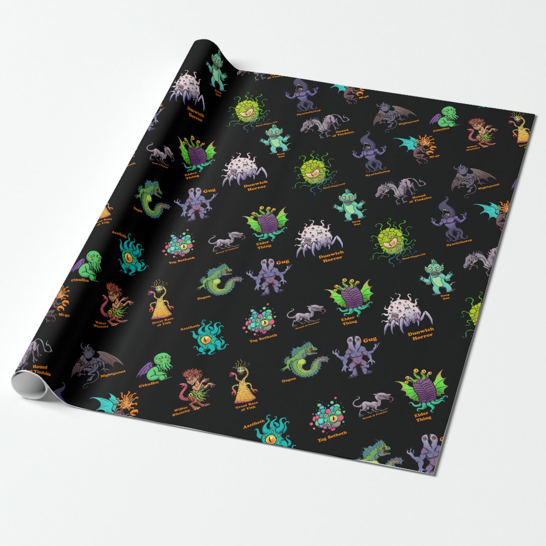 Cthulhu Lovecraft Mythos Chibi Bestiary II Wrapping Paper | Zazzle