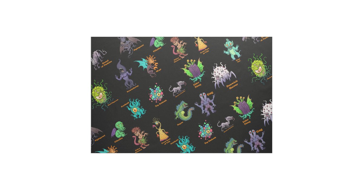 Cthulhu Mythos Chibi Bestiary Fabric | Zazzle