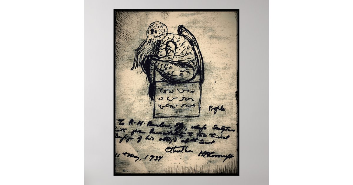 Cthulhu original sketch by HP Lovecraft Poster | Zazzle