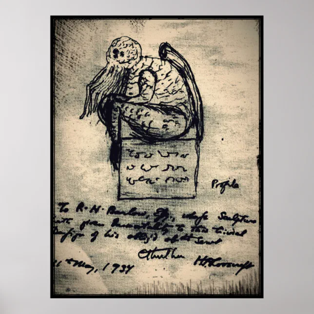 Cthulhu original sketch by HP Lovecraft Poster | Zazzle
