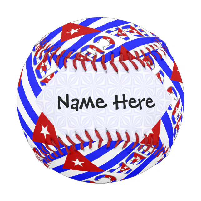 Cuba and Cuban Flag Light Blue Tiled Your Name Baseball | Zazzle
