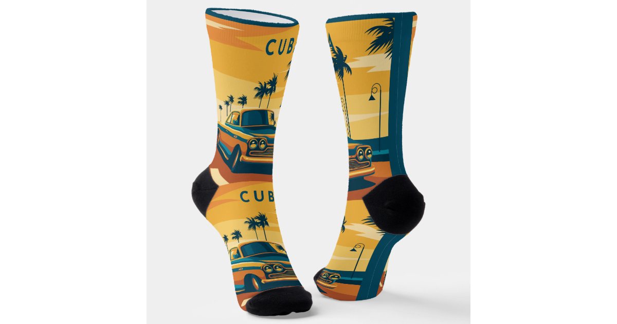 Cuba Car Illustration Socks | Zazzle