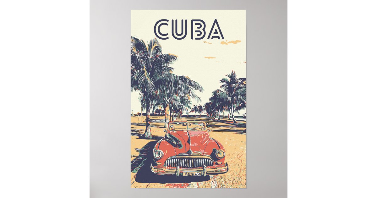 Cuba, Caribbean, typical vintage car Postcard Poster | Zazzle