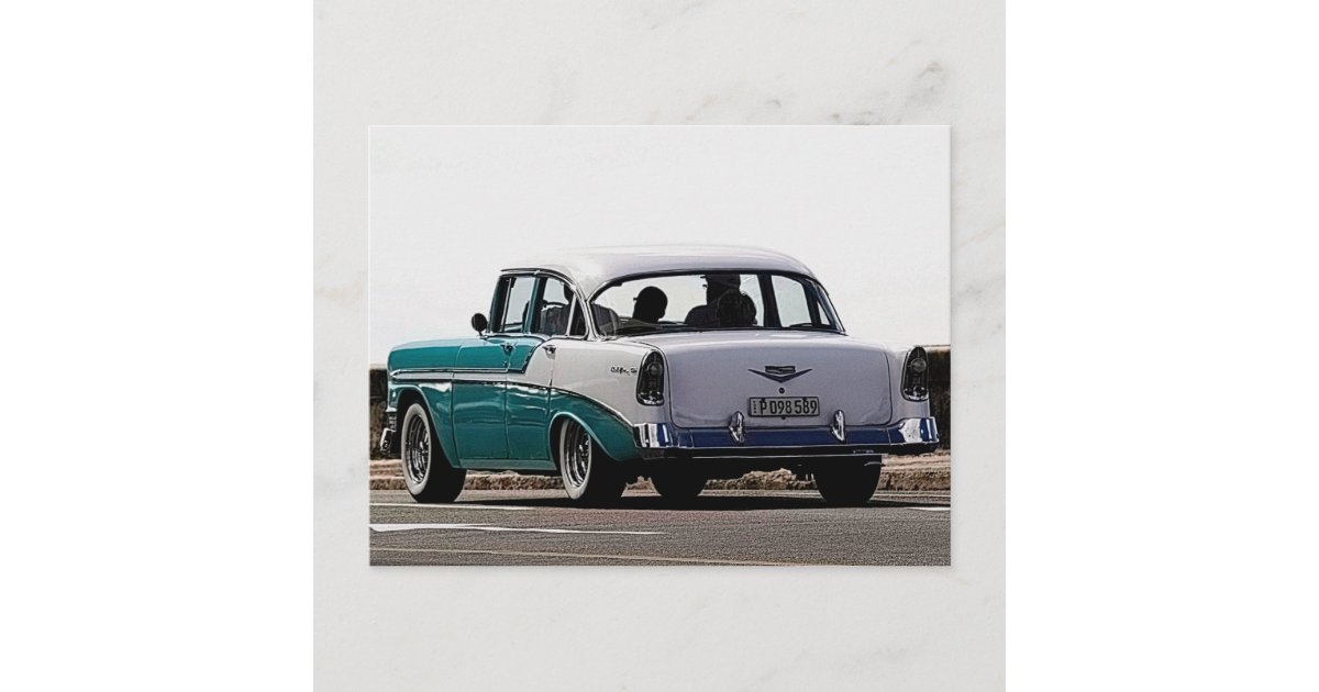 Cuba Classic Cars Two-Tone Turquoise Postcard | Zazzle