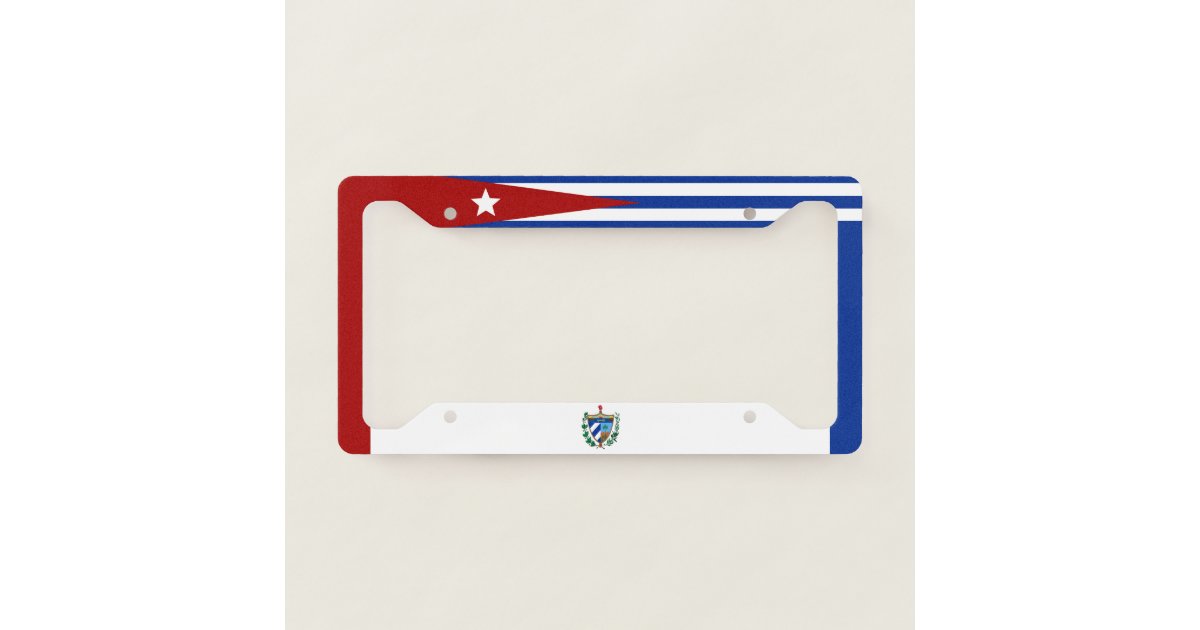 Cuba flag-coat arms license plate frame | Zazzle