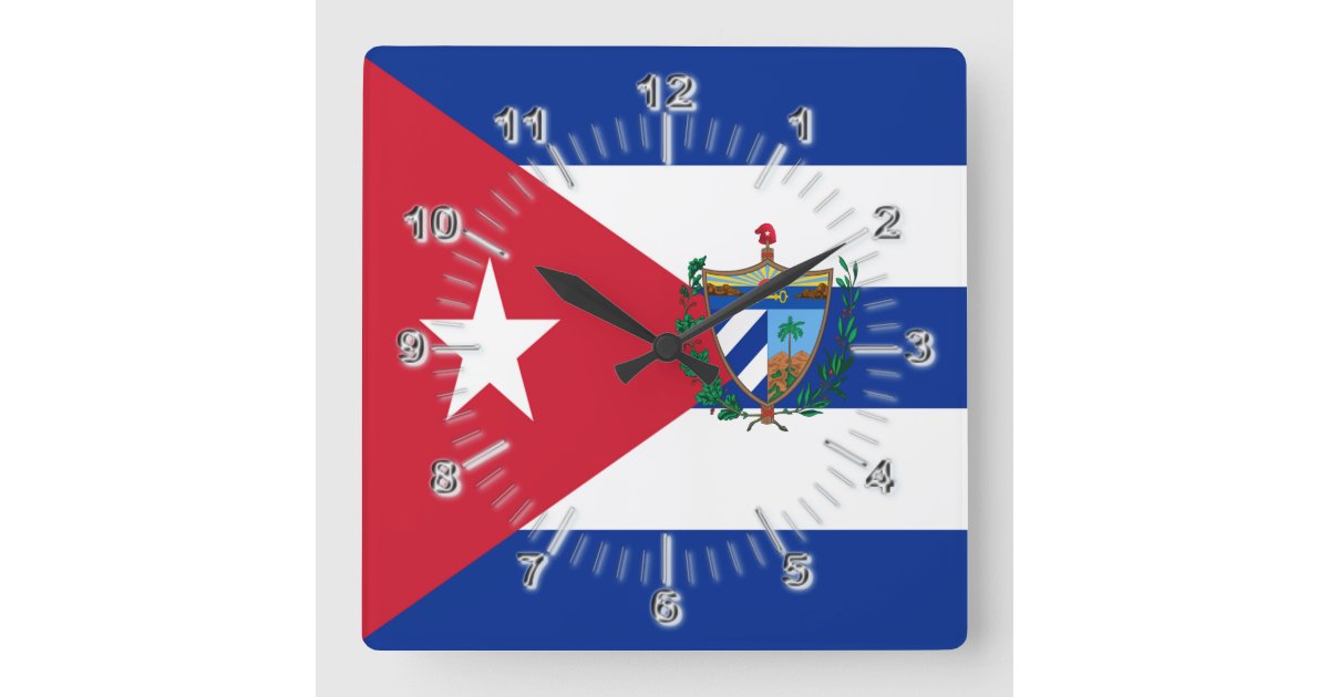 Cuba flag-coat of arms square wall clock | Zazzle