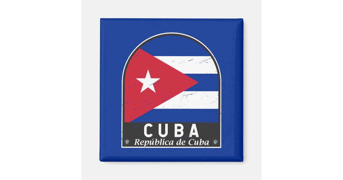 Cuba Flag Emblem Distressed Vintage Magnet | Zazzle