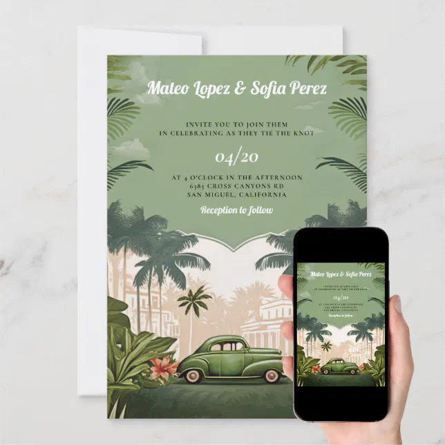 Cuba Havana Wedding Invitation destination wedding | Zazzle