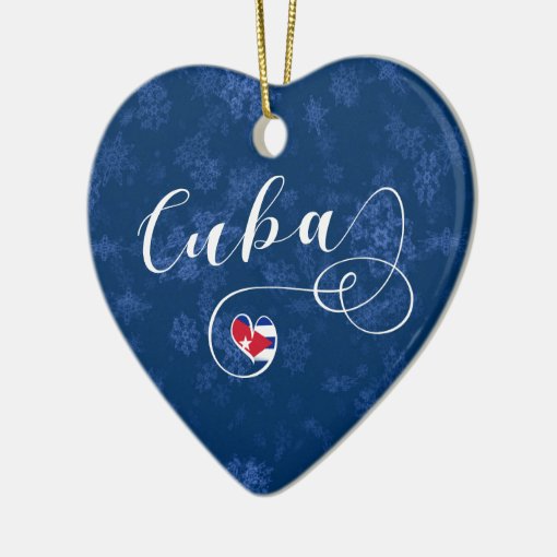 Cuba Heart, Christmas Tree Ornament, Cuban Ceramic Ornament | Zazzle