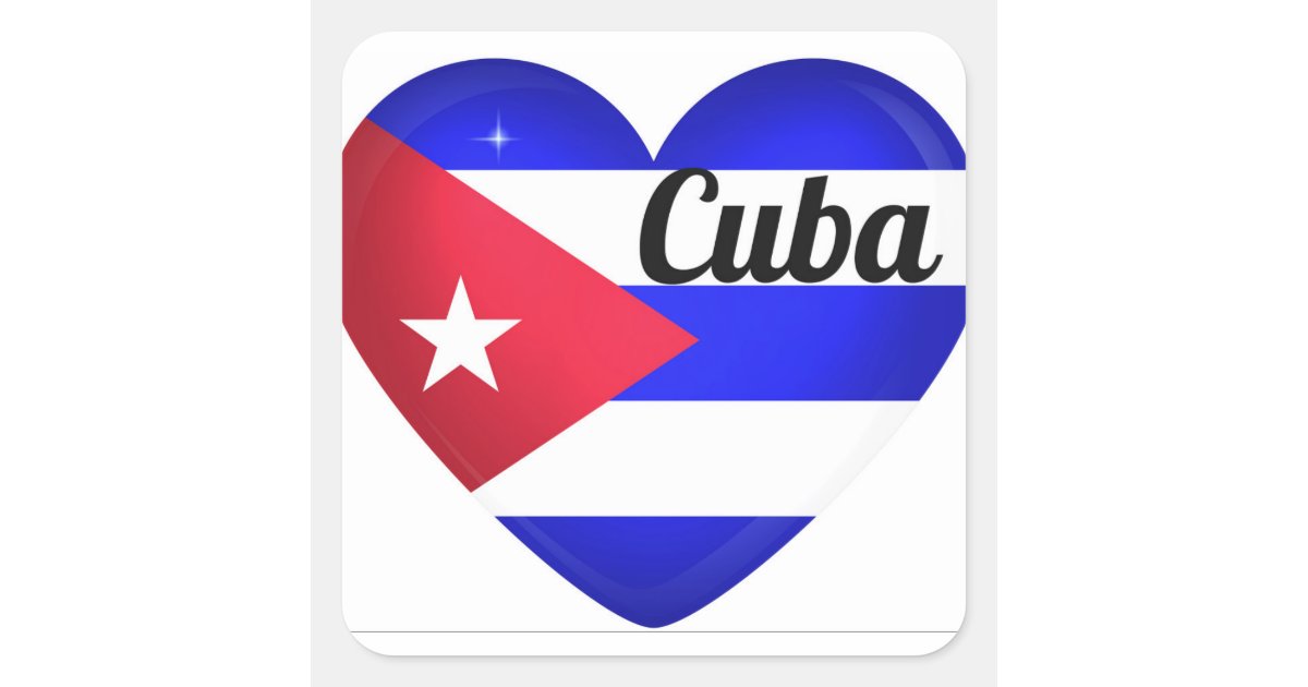 Cuba Heart Flag Square Sticker | Zazzle