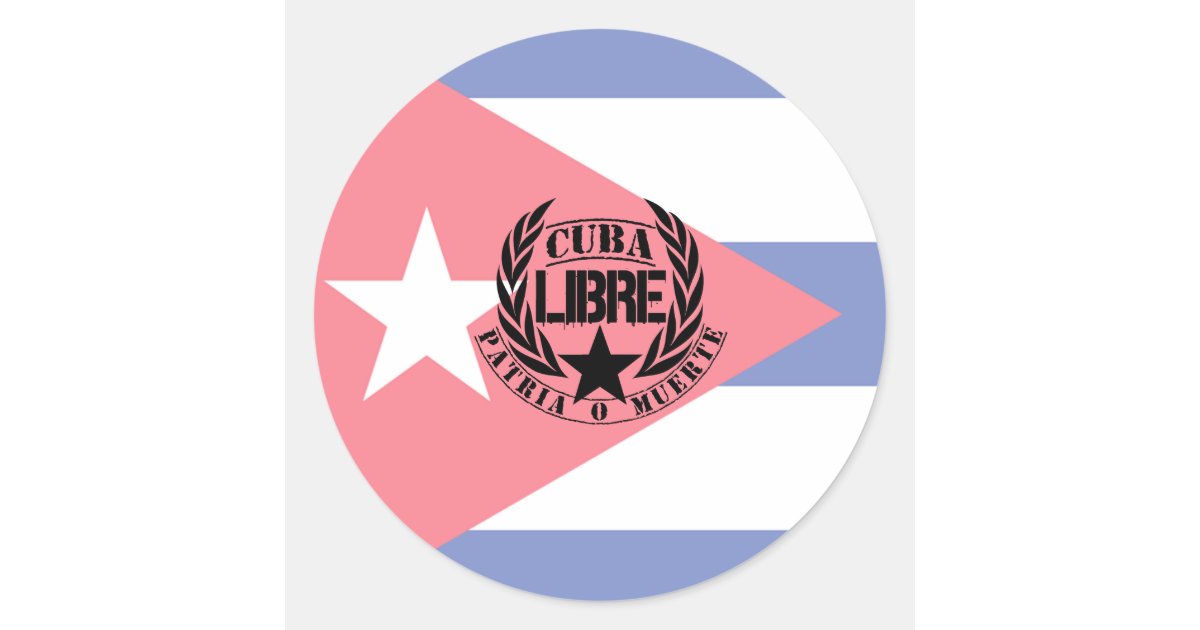 Cuba Libre Motto Laurels Classic Round Sticker | Zazzle
