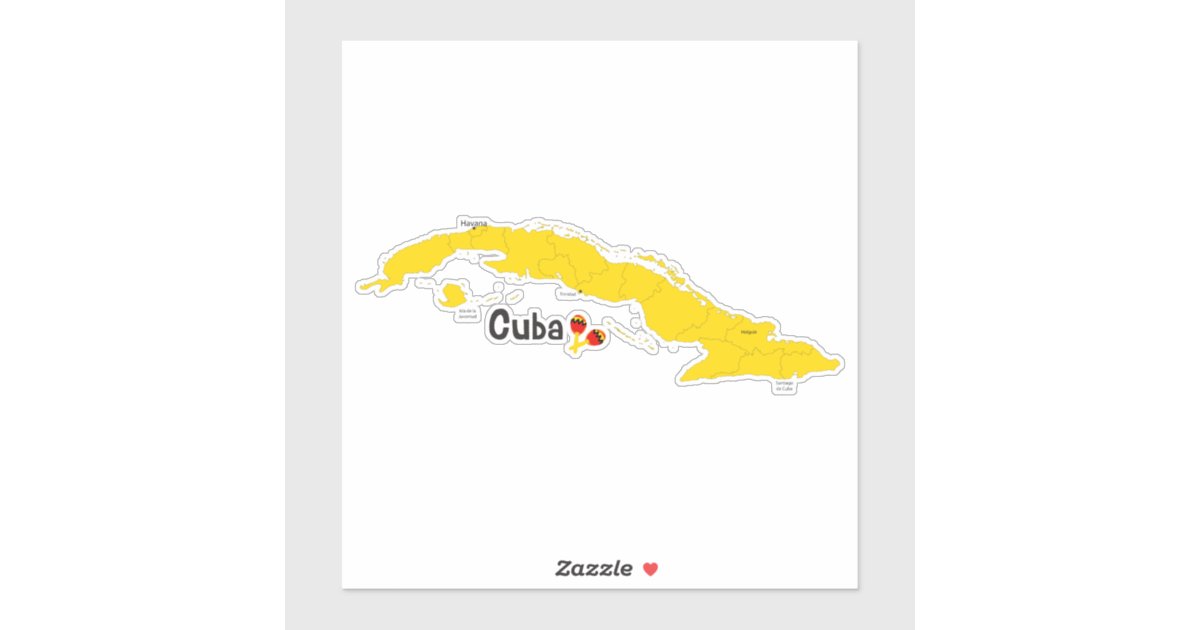 Cuba Map and Maracas Sticker | Zazzle