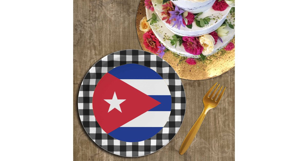 Cuba Plate, buffalo plaid & Cuban Flag Paper Plates | Zazzle