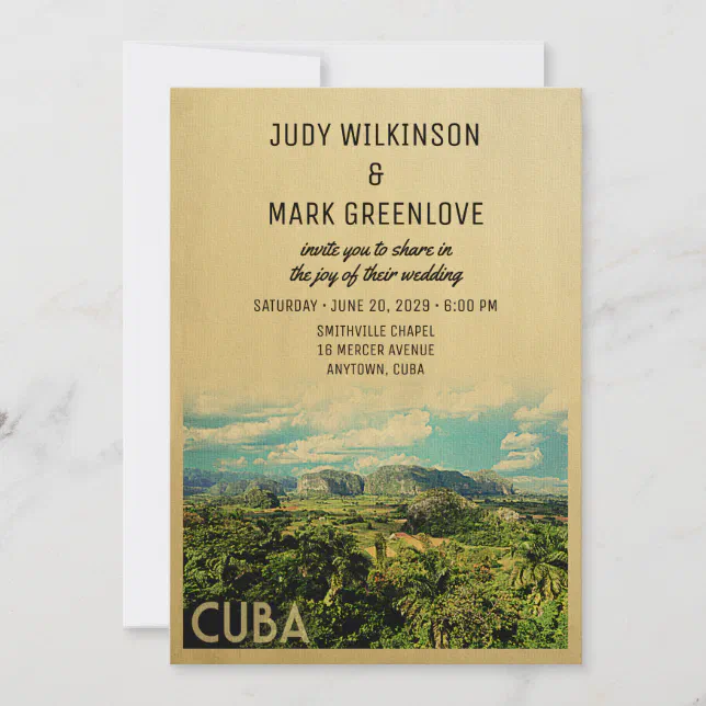 Cuba Wedding Invitation Vintage Mid-Century | Zazzle
