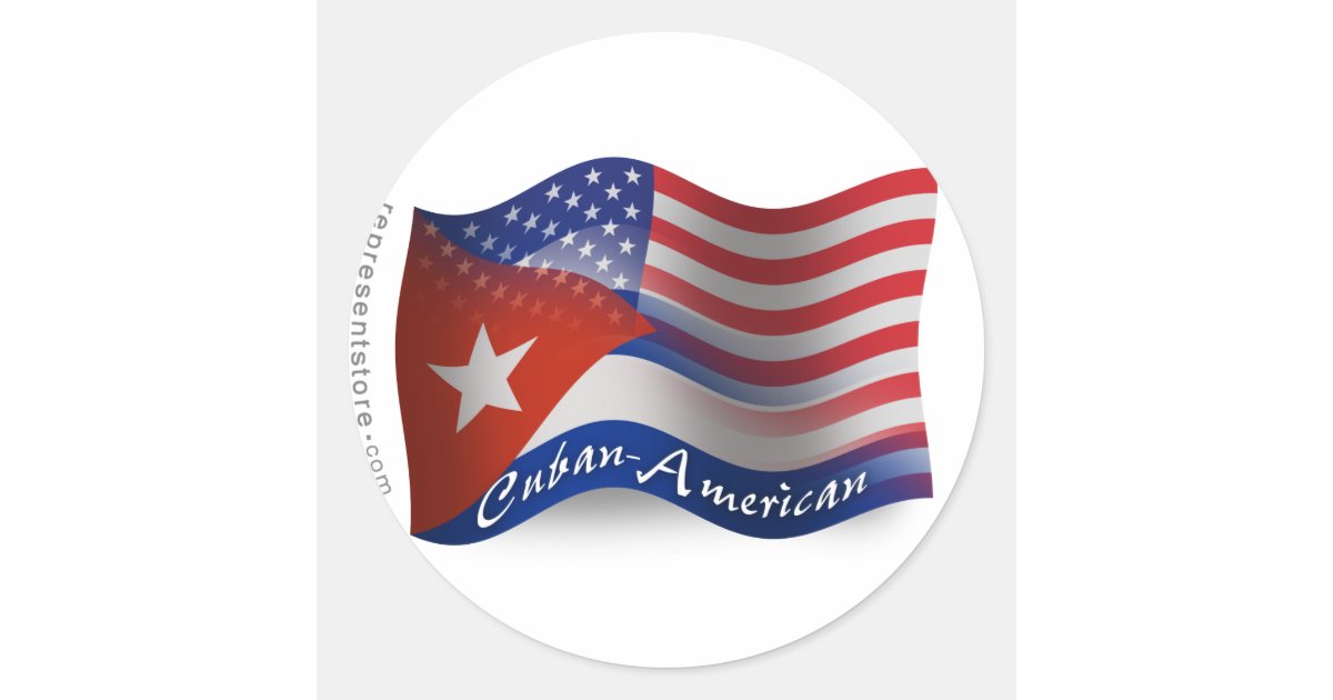 Cuban-American Waving Flag Classic Round Sticker | Zazzle