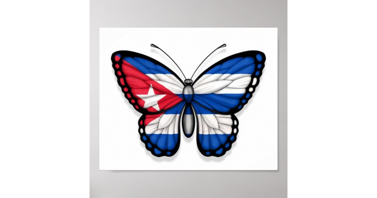 Cuban Butterfly Flag Poster | Zazzle