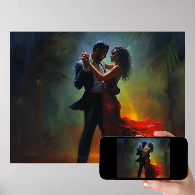 Cuban couple salsa dancing at night in Miami Poster | Zazzle