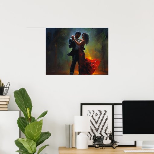 Cuban couple salsa dancing at night in Miami Poster | Zazzle