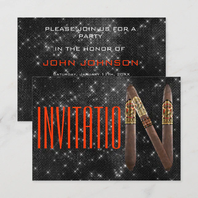 Cuban Havana Invitation Black Sparkly Night | Zazzle