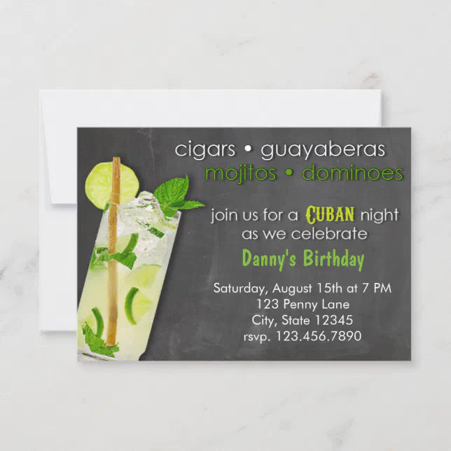 Cuban Night Mojito Party Invitation | Zazzle