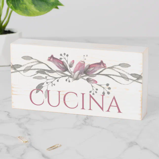 Cucina Kitchen Italian Floral Wooden Box Sign | Zazzle