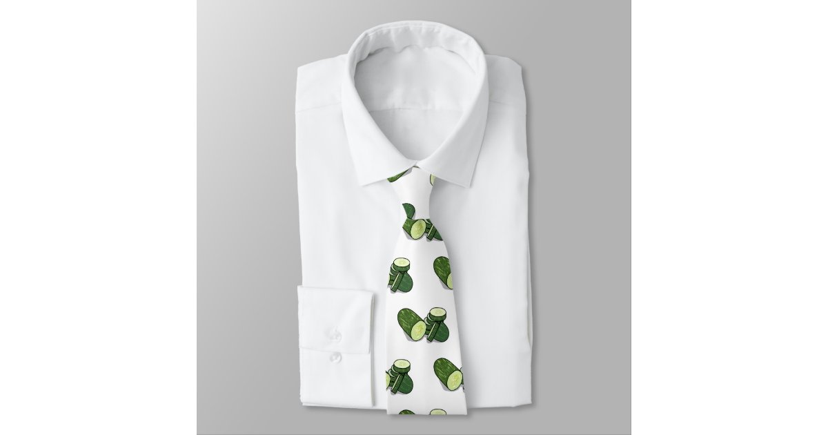 Cucumber cartoon illustration neck tie | Zazzle