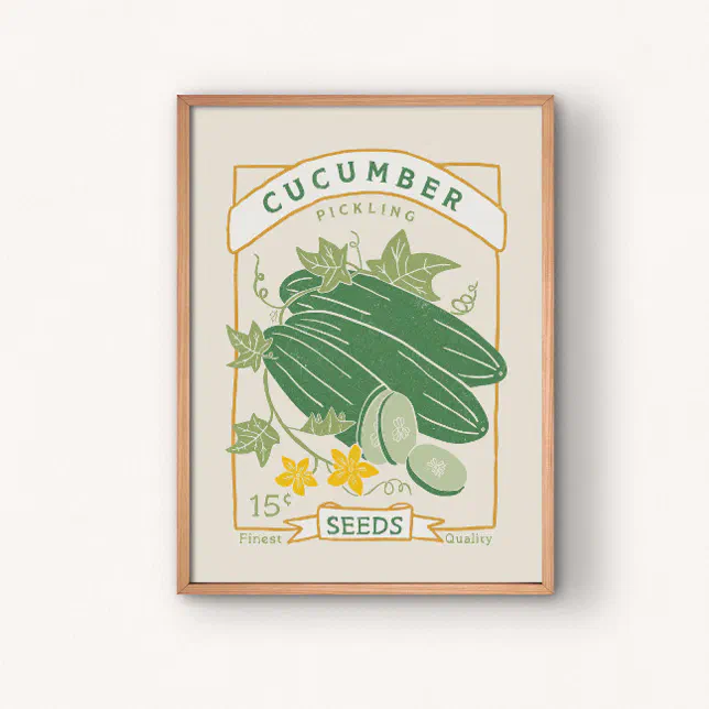 Cucumber (Pickling) Seed Packet Poster | Zazzle