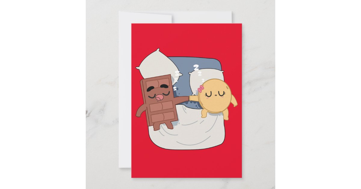 Cuddling In Summer Funny Couple Choco And Pancake Invitation | Zazzle