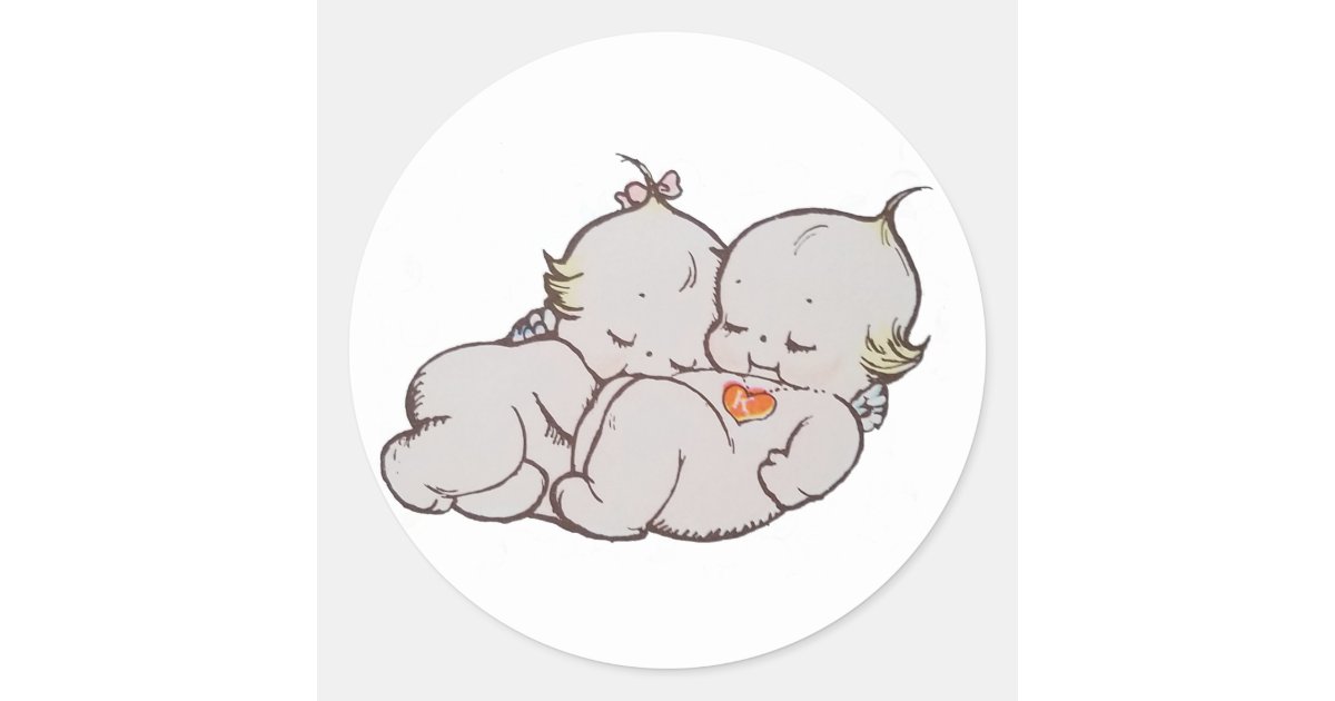 Cuddling Kewpies Stickers | Zazzle