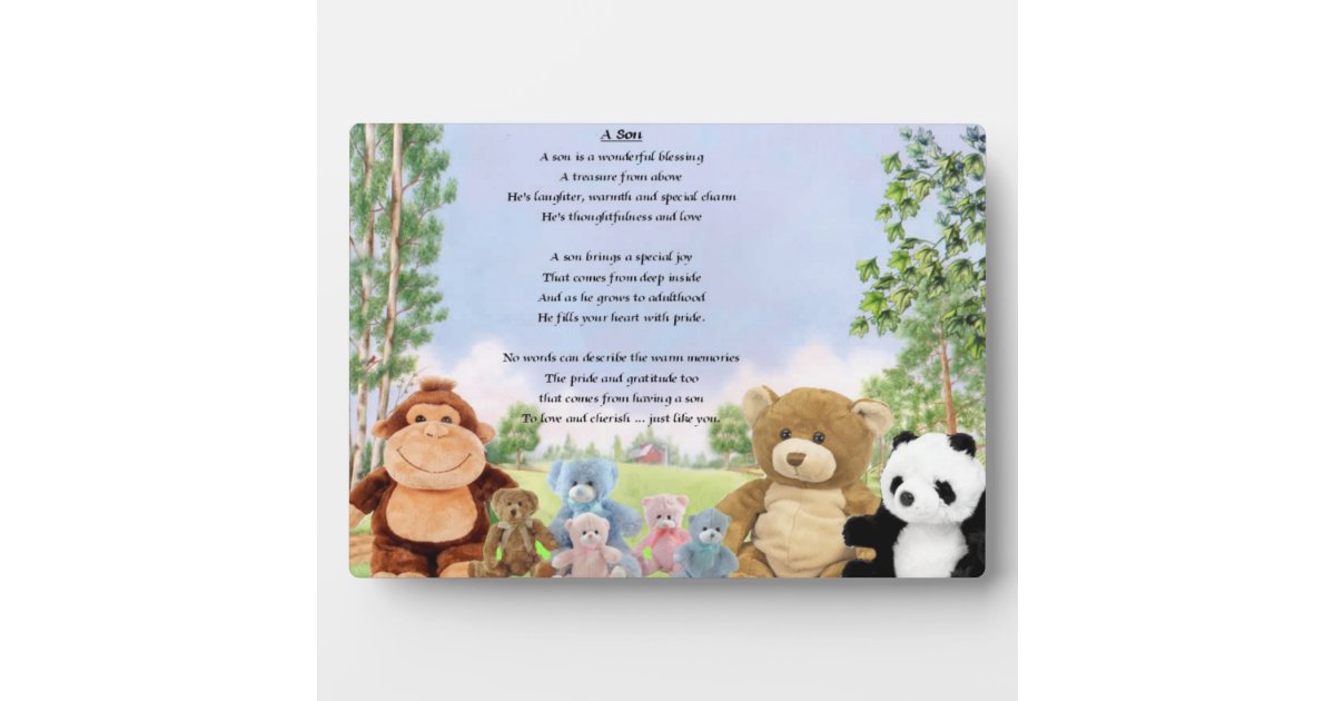 Cuddly Toys - Son poem plaque | Zazzle