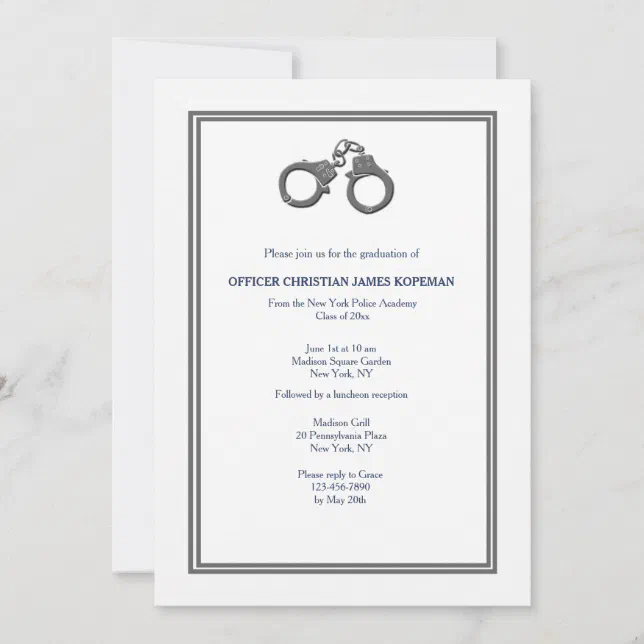 Cuffs Police Officer Graduation Invitation | Zazzle