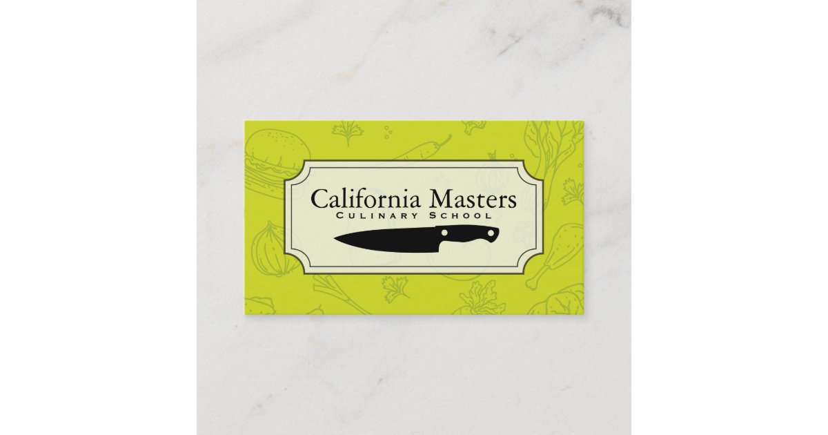 Culinary Arts | Chef | Food Icons Business Card | Zazzle